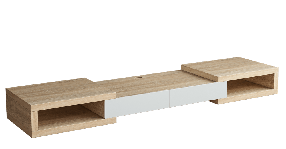 Split TV Cabinet - Light Oak 2500